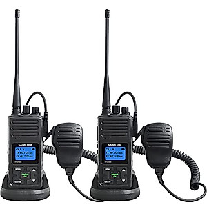 5Watt Walkie Talkie for Adults Long Range Two Way Radio Rechargeable with Speaking Mic, SAMCOM 2-Way Radios Heavy Duty Walky Talky with Shoulder Mic for Restaurant Hotel (2 Pcs Radio + Speaker Mic)