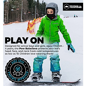 Tough Headwear Ski Mask for Kids - Kids Balaclava, Toddler Neck Warmer, Kids Helmet Liner - Kids Ski Neck Gaiter & Kids Ski Mask Fleece Hood Black