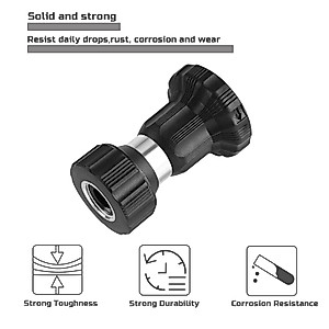 Hose Nozzle, Lichamp Heavy Duty Aluminum Fireman Style High Power Leak Proof Adjustable Garden Water Sprayer, Suitable for Car Wash, Patio Cleaning, Watering Lawn and Garden, Shower Pets (Black)