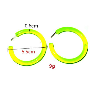 4 Pairs Candy Color Circle Round Hoop Earrings for Women Big Retro Star Heart Neon Earrings Stud Dangle Bright Fluorescence Exaggerated Statement jewelry (circle 4pairs transparent)