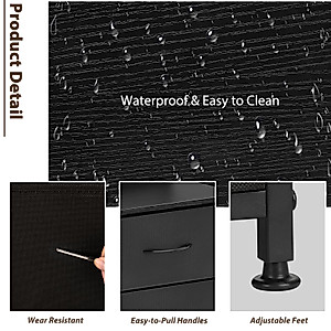 OGEMXU 5 Drawers Dresser for Bedroom, Nightstand with Drawers, Tall Dresser with Fabric Drawers, 2-Tier Wood Top Storage and Organization, Chest of Drawer for Small Space, Bedroom, Apartment, Black