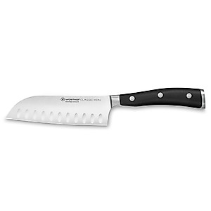 WÜSTHOF Classic IKON 5" Hollow Edge Santoku Knife, Black
