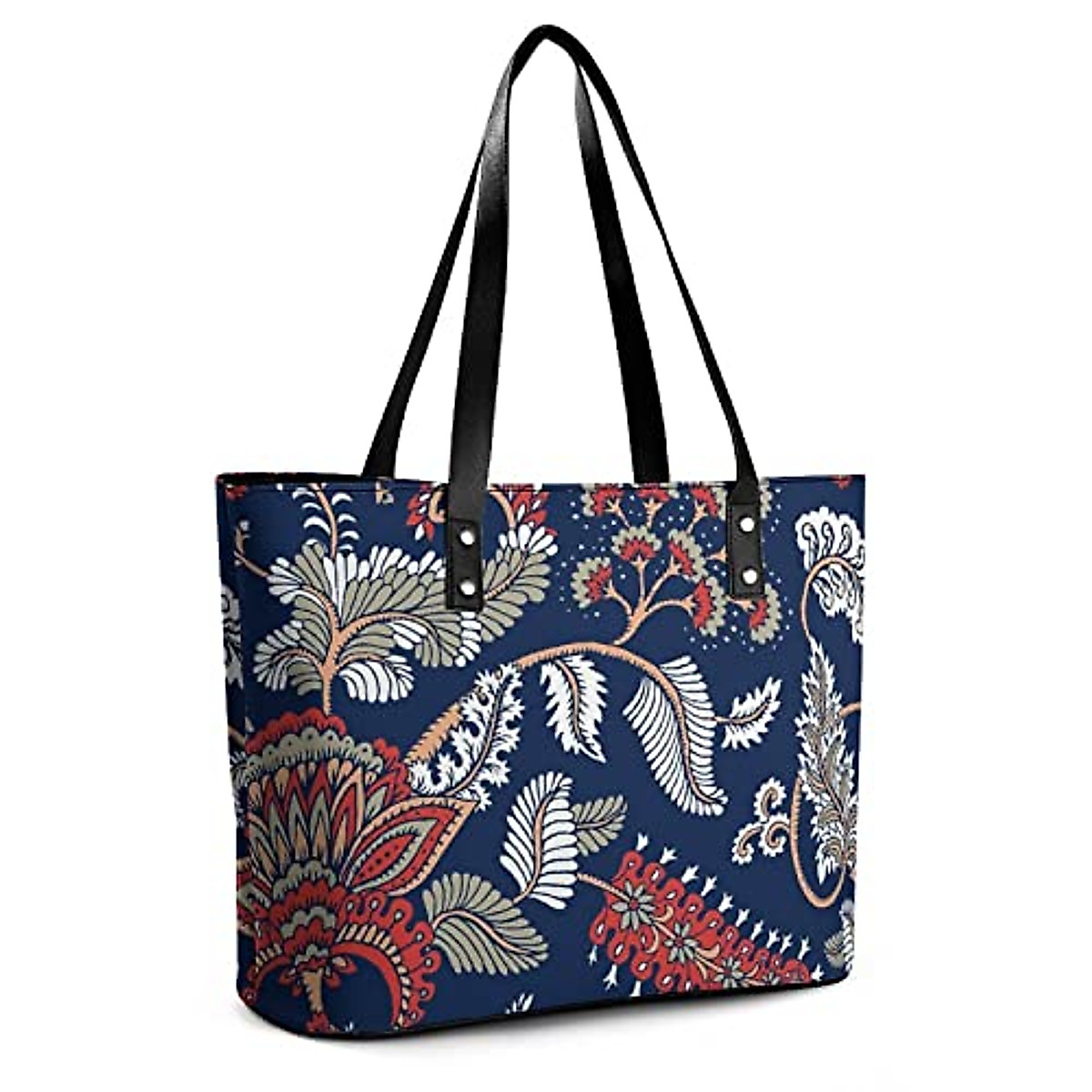 Womens Handbag Flowers Floral Print Leather Tote Bag Top Handle Satchel Bags For Lady