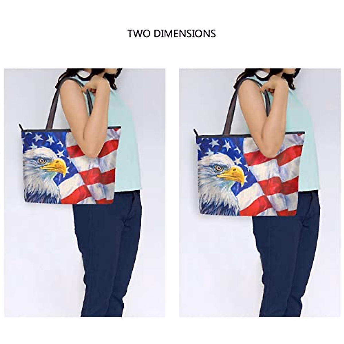 Sletend American Usa Flag Handbags for Women Fashion Tote Bags Shoulder Bag for School Travel Work Shopping