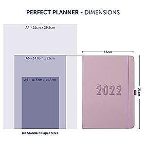 Busy B Perfect Planner A5 Week to View Diary January to December 2022 - Lilac Faux Leather Week to View Planner with Stickers & Tear-Out Lists
