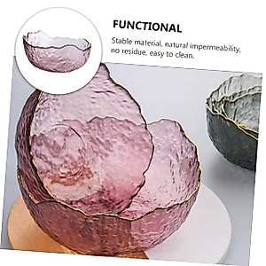 PRETYZOOM 1pc Salad Bowl Clear Container Candy Dishes Decorative Candy Bowls Decorative Pasta Bowls Glass Salad Bowl Glass Prep Bowl Fruit Bowl Mixing Bowl Noodle Bowl Purple Ramen Bowl Mini