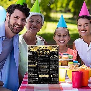 SRuntoo 50th Birthday Gifts for Men Women, 50 Year Old Happy Birthday Greeting Card for Mom Dad Husband Wife, Unique 50 Bday Anniversary Decorations Ideas for Friends Parents, Back In 1973, BlackGold