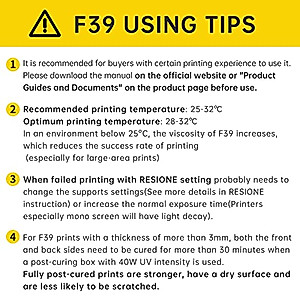 RESIONE 3D Printer Resin, F39 Flexible Resin 405nm UV-Curing Rubber-Like Resin Can be Toughening Agent, TPU-Like Resin with High Elongation for DLP LCD MSLA Printing