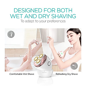VOGOE Electric Shaver for Women 3D Floating Blade Rotary Razor Hair Remover for Arms, Legs and Underarms Rechargeable Portable and Safe Wet and Dry Use ES300