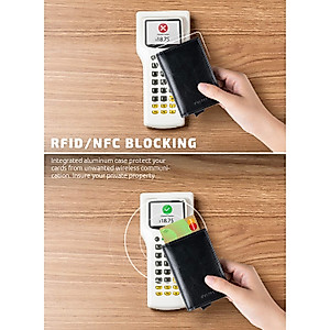 VULKIT Card Holder Pop Up Slim Wallet Leather RFID Blocking Card Case Up to 8 Credit Cards Black