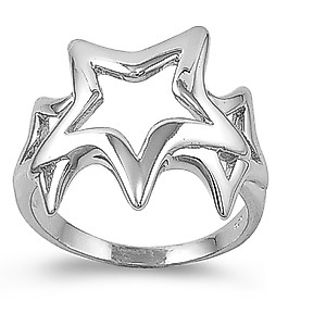 CloseoutWarehouse 925 Sterling Silver Stars of Hope Ring Size 12