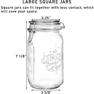 Tebery 4 Pack Clear Wide Mouth Glass Mason Jars with Airtight Clamp Lids, 32Oz Glass Storage Containers Large Kitchen Canisters for Food, Flour, Pasta, Coffee, Candy, Dog Treats, Snacks & More