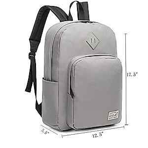 CAIWEI School Backpack, Travel Laptop Backpack for Girl and Boy Classic School College Backpack Black (gray)