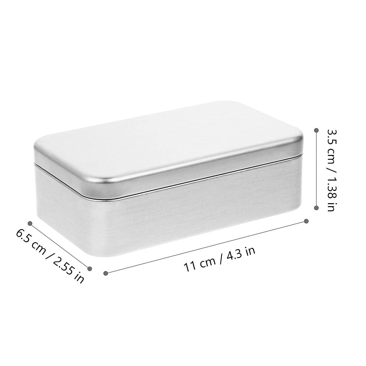 DOITOOL Metal Box 4Pcs Tins Containers, Metal Rectangular Empty Hinged Tins Box, Portable Storage Box with Lid, Small Box Set for Home Organizer(4.32x2.55x1.38Inch, Silver) Jar