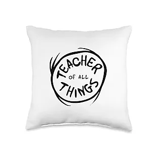 Dr. Seuss Teacher of All Things Emblem RED Throw Pillow, 16x16, Multicolor