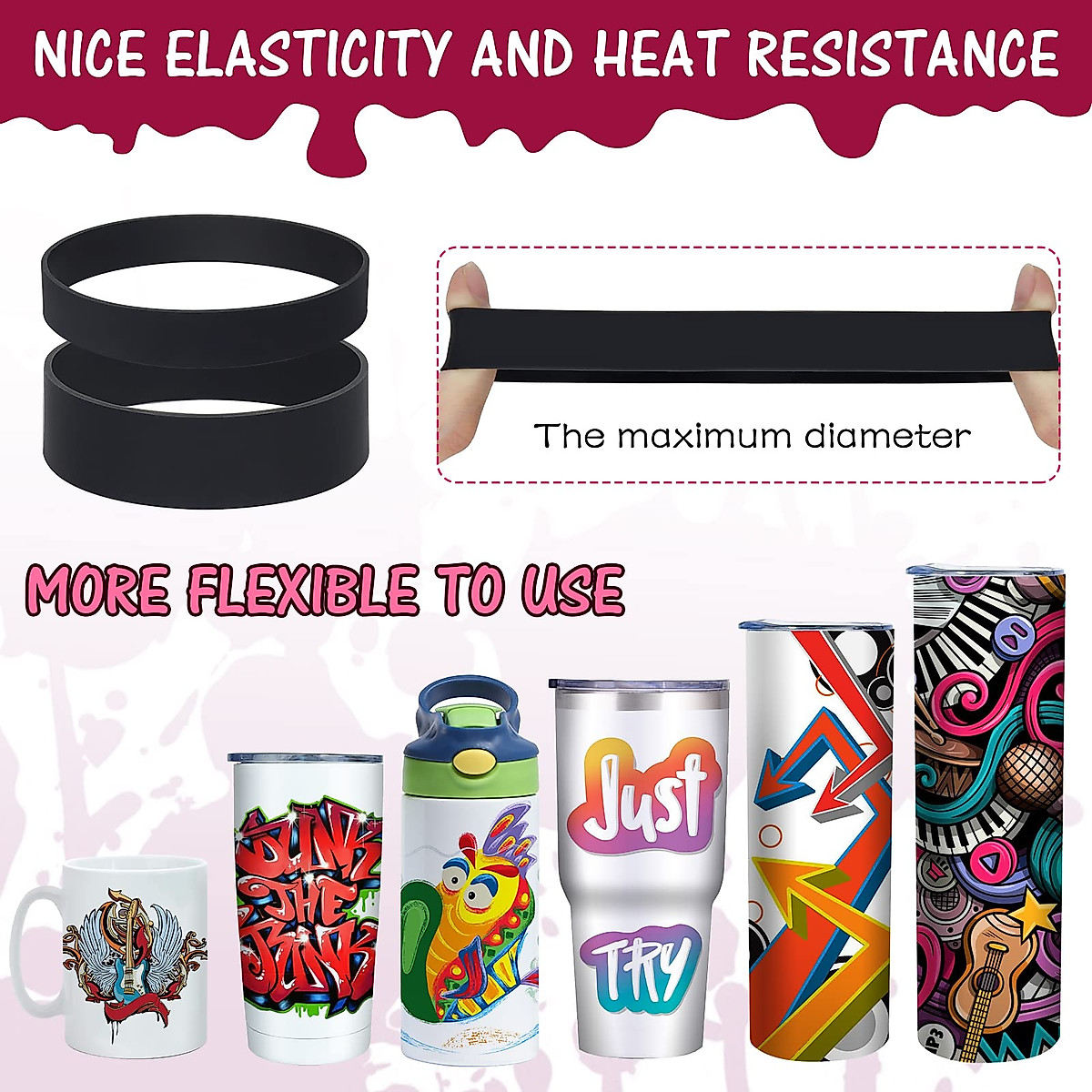 Mocaru Sublimation Blanks Tumblers Silicone Bands Kit for 20 oz Skinny Straight Cups Mugs Shrink Wrap with Heat Resistant Gloves Silicone Sleeve for Tumbler Heat Press Machine or Oven