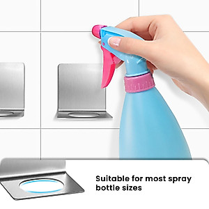 Daily Treasures 304 Stainless Steel Spray Bottle Holder, 6 Pieces Adhesive Spray Bottle Rack Wall Mounted Spray Bottle Hanger, Spray Bottle Organizer, Wall Mount Bottle Holder, Spray Can Holder Rack