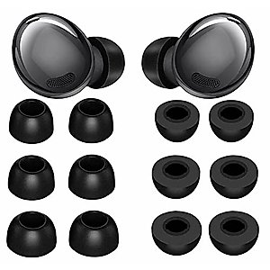6 Pairs Memory Foam Galaxy Buds Pro Ear Tips Buds, S/M/L 3 Size Replacement Reduce Noise Fit in Case Comfortable Earbuds Compatible with Samsung Galaxy Buds Pro/Galaxy Buds 2 Pro - Black