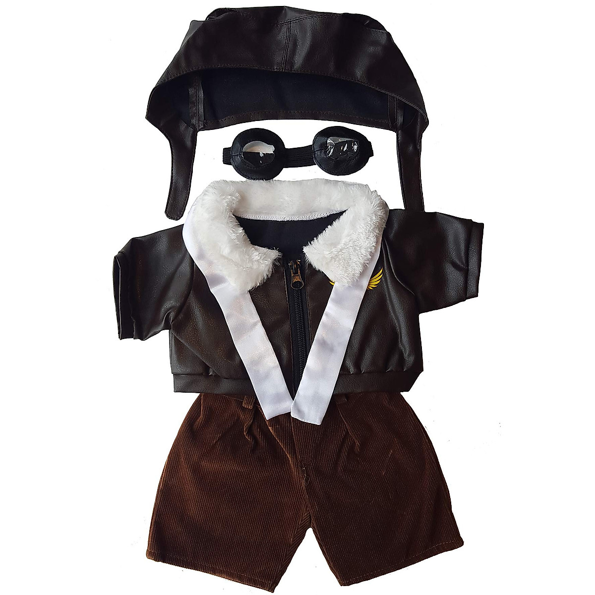 Pilot Outfit with Goggles Teddy Bear Clothes Fits Most 14" - 18" Build-a-bear and Make Your Own Stuffed Animals