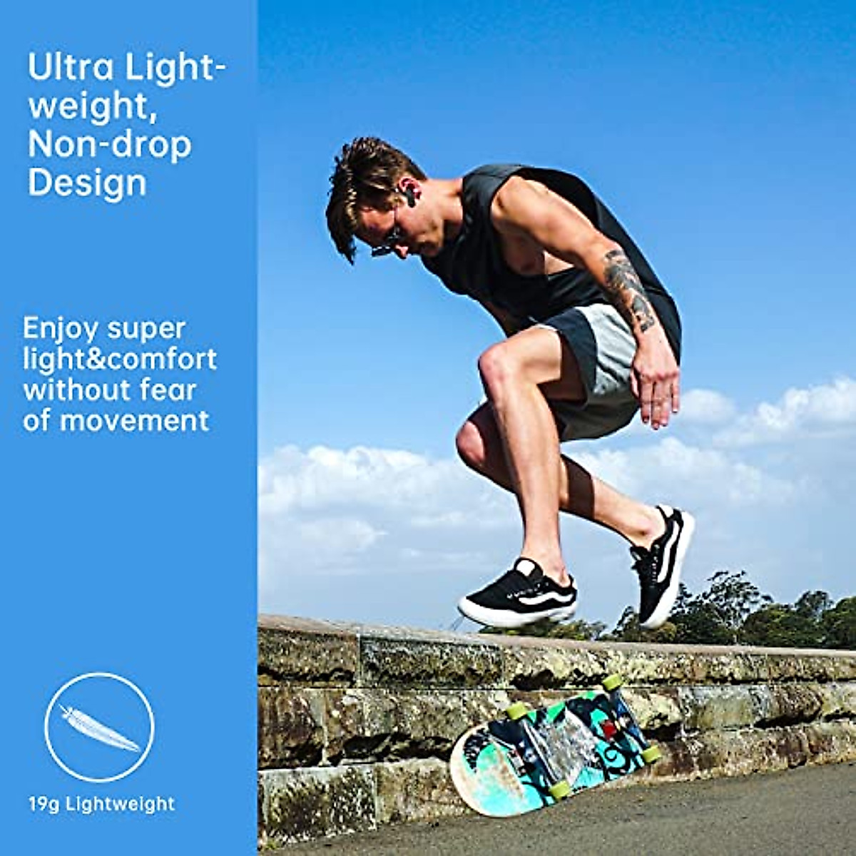 Open Ear Headphones, Bluetooth Headphones with Mp3 Player Included 8 GB Memory, Earbuds with Bluetooth Wireless Headphones, Cordless Sports Earbuds Sweatproof for Working Running Driving