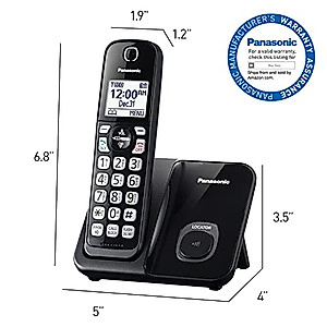 Panasonic Cordless Phone System, Expandable Home Phone with Call Blocking, Bilingual Caller ID and High-Contrast Display, 1 Handset - KX-TGD610B (Black)