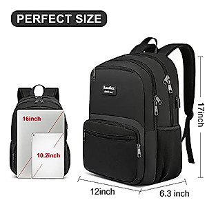 Travel Laptop Backpack for Men, College Bookbag for Men, 15.6 Inch Casual Back Pack with USB Charging Port, Water Resistant Anti Theft Business Work Bag, Computer Backpack Casual Daypack, Black