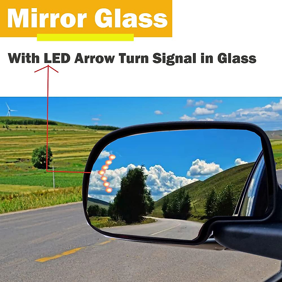 Driver Side Heated Mirror Glass Replacement for 2003-2007 Cadillac Escalade, Chevrolet Avalanche, Silverado, Suburban, Tahoe, GMC Sierra, Yukon - Exterior Side View Convex Mirror with Turn Signal