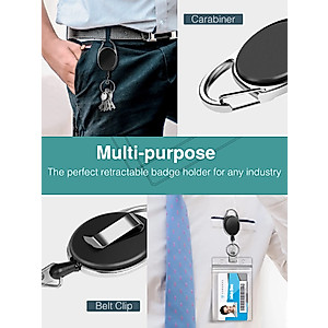 Puroma 30 Pack Badge Holder with Carabiner Badge Reel and Clip Retractable Heavy Duty, Clear ID badge holder with Waterproof Vertical Lanyard, Name Badge Holders with Key Ring for Card Holder Keychain