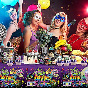 143 PCs 90s Party Decorations, Homond 90s Themed Birthday Party Decorations Backdrop Balloon Garland Arch Cutout Tablecloth Cupcake Toppers Gold Chain 4D Laser Disco Ball Explosion Star Retro