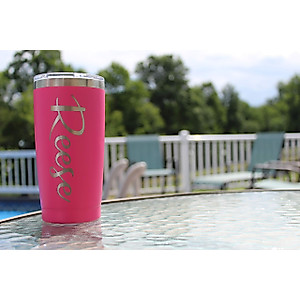 Personalized Tumbler With Lid - 20 oz - Choose Your Design - Vacuum Insulated Travel Coffee Mug - Stainless Steel Double Wall Aqua (Army Green)