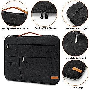 KINGSLONG 16 inch Laptop Sleeve Bag, Slim Lightweight Multiple Pockets Computer Cover Notebook Ultrabooks Carrying Case fit for Acer Asus Dell Lenovo HP Toshiba, Black