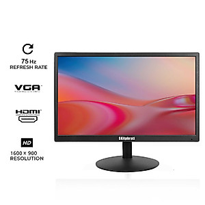 SKitphrati 20" PC Monitor 1600x900 75Hz 5MS HDMI Monitor LED Monitor Viewing Angle 95° (Horizontal) with HDMI VGA Input, 76% sRGB, VESA Wall Mount, TN Panel, Black