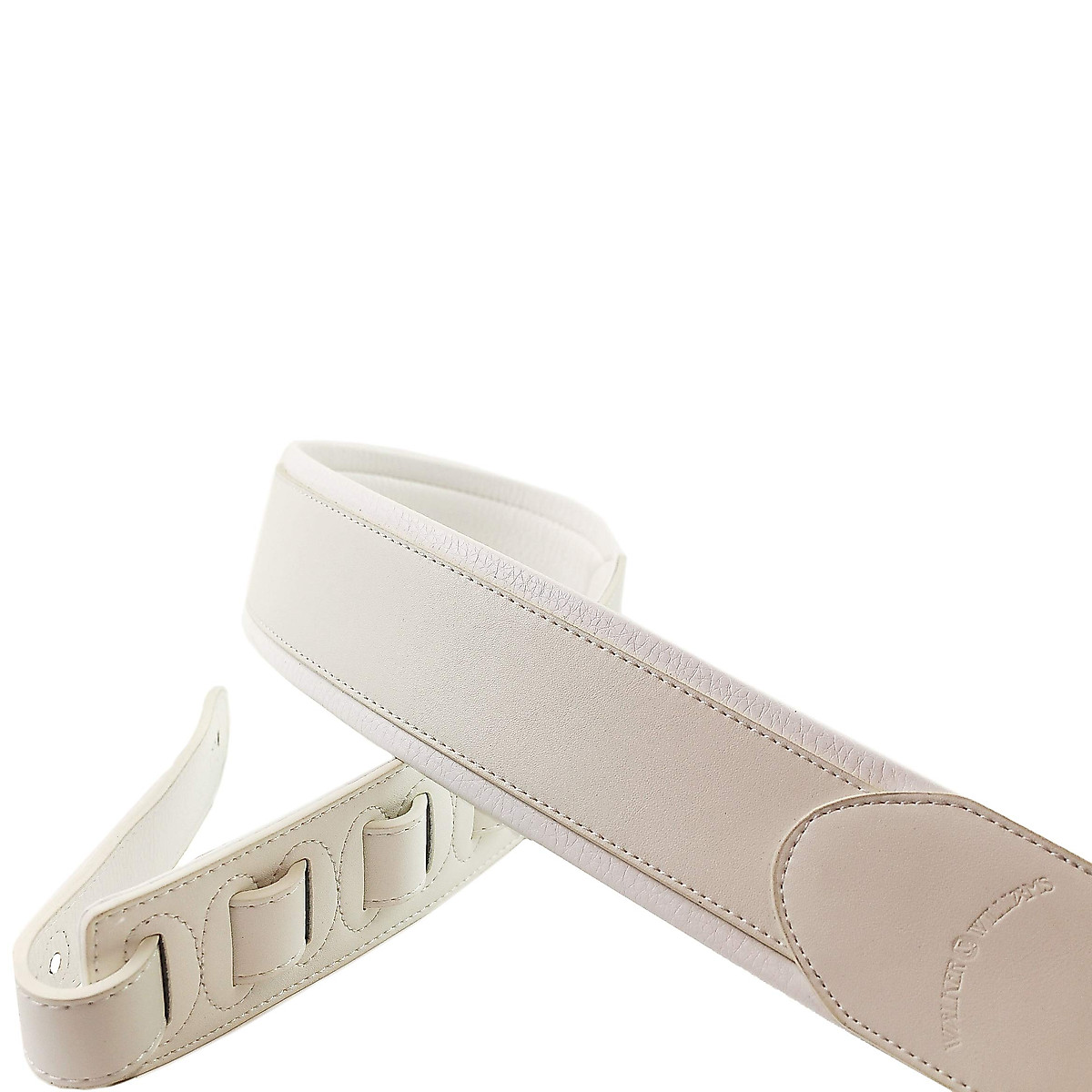Walker & Williams G-04-WHT Ivory White Handmade Guitar Strap With Arctic White Padded Glove Leather Back For Acoustic, Electric, And Bass Guitars