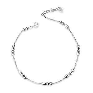 WINNICACA Anklets for Women Sterling Silver Ankle Bracelets for Women Adjustable Beaded Anklet Womens Ankle Bracelet Boho Beach Jewelry Gifts for Women Her Sister Friend Birthday Holiday Gifts