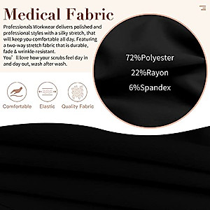 niaahinn Women Jogger Scrubs Pant Workwear Mid Rise Tapered Leg Drawstring for Nursing Soft Fabric (Black,M,Medium)