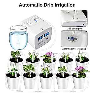 [Upgraded Pump] Automatic Drip Irrigation Kit, Houseplants Self Watering Devices, Indoor Irrigation System for 10 Potted Plants with 999-Hours 5V USB Programmable Timer for Vacation Plants Watering