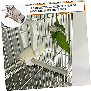ORFOFE 6 Pcs Food Tongs Parrot Cage Food Clips Bird Foraging Toy Pet Supply Bird Vegetable Clip Hamster Feeder Clips Hamster Food Holder Clips Bird Cage Food Clips Silver Stainless Steel