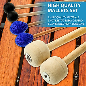 Cindeer 3 Pcs Pairs Drum Mallet 1 Blue Hard Yarn Head Keyboard Marimba Mallets 1 Black Rubber Bell 1 Mallets Wool Felt Drum Stick for Percussion Bass Timpani Instrument Bell Glockenspiel