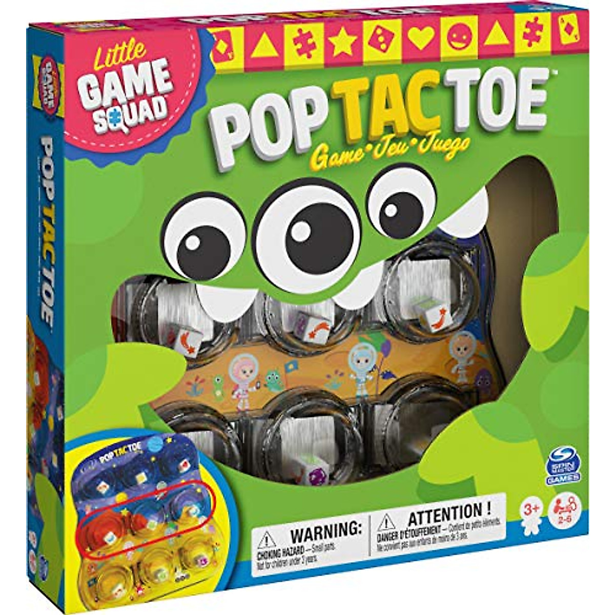 Spin Master Games Pop Tac Toe Popper Board Game, for Families and Kids Ages 3 and u