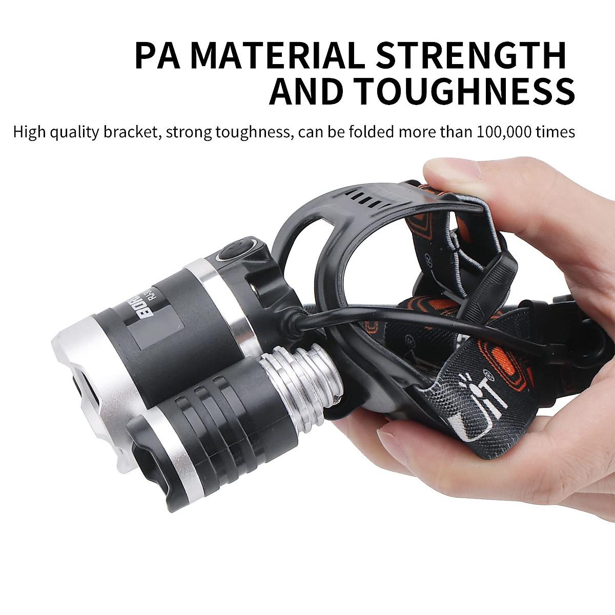 BORUIT RJ-3000 LED Green Headlamp,3 Modes White and Green LED Hunting Headlight,USB Rechargeable 5000 Lumens Tactical Head lamp for Fishing Running Camping Hiking