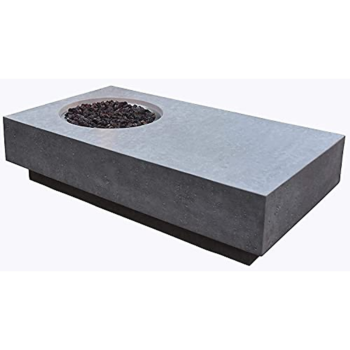 Elementi Metropolis Table Cast Concrete Natural Gas Fire Table, Outdoor Fire Pit Fire Table/Patio Furniture, Canvas Cover & Lava Rock Included with Free AMS Fireplace Wind Guard