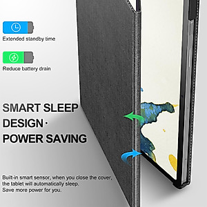INFILAND Galaxy Tab S9 / S8/ Tab S7 Case, Multi-Angle Stand Cover Compatible with Samsung Galaxy Tab S9/ Tab S8/ Tab S7 11 Inch SM-X710/SM-X716B/SM-X718U 2023 Tablet [Auto Wake/Sleep], Dark Gray