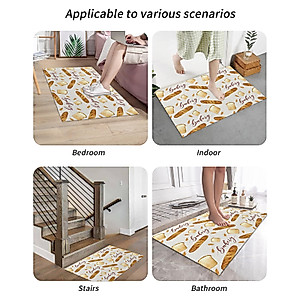 Indoor Outdoor Mats, Dessert Baking Bread and Baguette Tile Pattern Door Mat, Non-Slip Absorbent Resist Dirt Entrance Mat Washable Welcome Mats for Entryway, Low-Profile Floor Mats