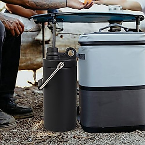 Miereirl 64 Oz Insulated Water Jug, Half Gallon Stainless Steel Vacuum Double Walled Water Bottle With Handle, BPA-Free Keep Cold 48H Hot 24H, Wide Mouth For Sports, Traveling, Camping, Black