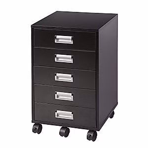 TOPSKY 5 Drawer Mobile Cabinet Fully Assembled Except Casters Built-in Handle (Black)