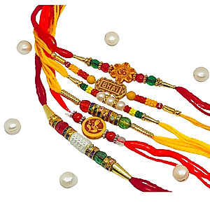 Whopper Pack of 6 Rakhi for Brother with Multi-Design Rakhee Bracelet for Bhai Bhaiya Indian Rakhi Raksha Bandhan Festival Traditional Rakhi Gift for Brothers