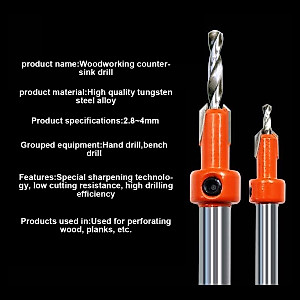 Ranoff 6PCS Countersink Drill Bit Set Wood Hole Drill Bit Timber Wood Working Drill Bits for Woodworking Wood Counterbore