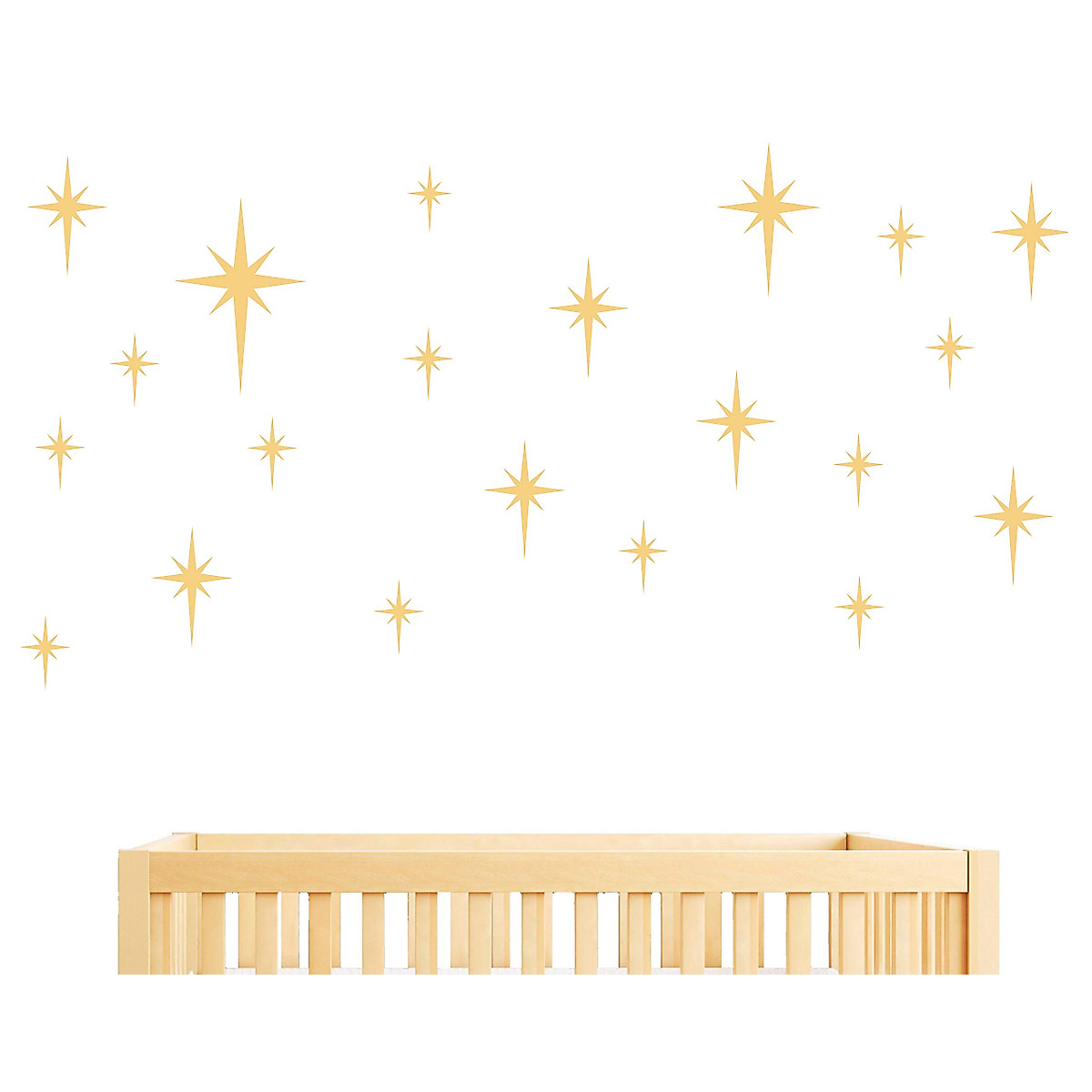 GESTYZ Retro Star Vinyl Wall Decals Starbursts Wall Stickers for Nursery Kids Room Wall Decals Unique Wall Decals for Baby Girls Boys Bedroom Nursery Decor(Y10) (Matte Gold)