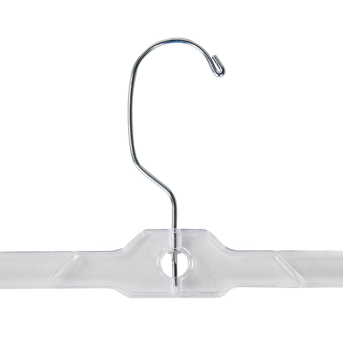 14 inch Clear Plastic Skirt and Pants Hangers - Pack of 20 - Perfect for Lightweight Fabrics Such As Rayon and Linen - Features Anchored Chrome Swivel Hooks, Hangbars, and Padded Metal Clips