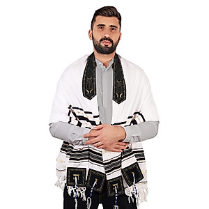 HalleluYAH Tallit Prayer Shawl from Israel - Lord’s Name Spelled on 4 Corners - XL 72x36 Inches